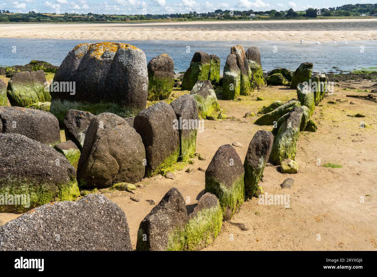 Dolmen of Guinirvit at the Bay of Kernic, Plouescat, Brittany Stock ...