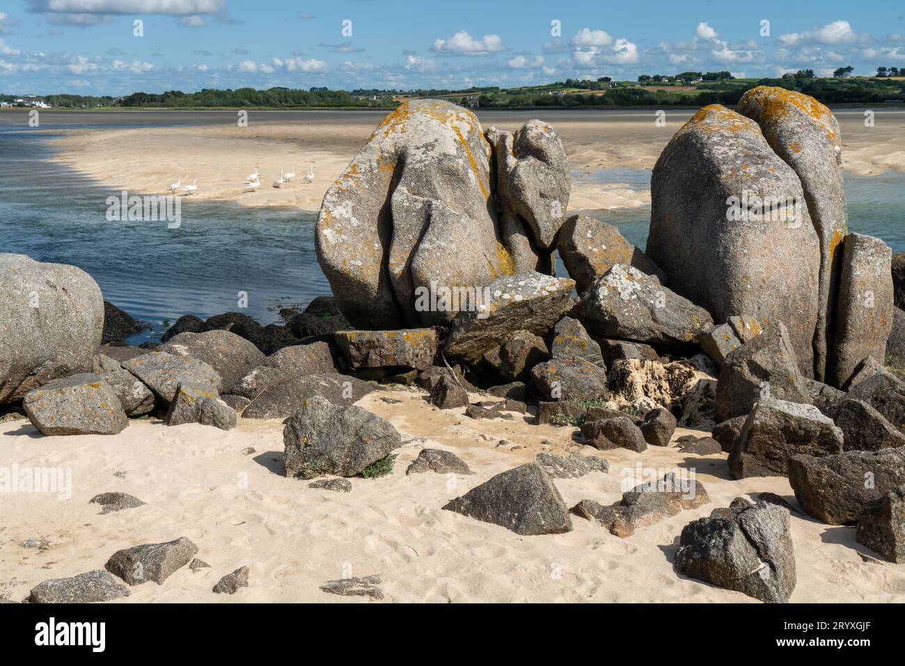 Granite rocks at the Baie de Kernic, Plouescat, Brittany Stock Photo ...