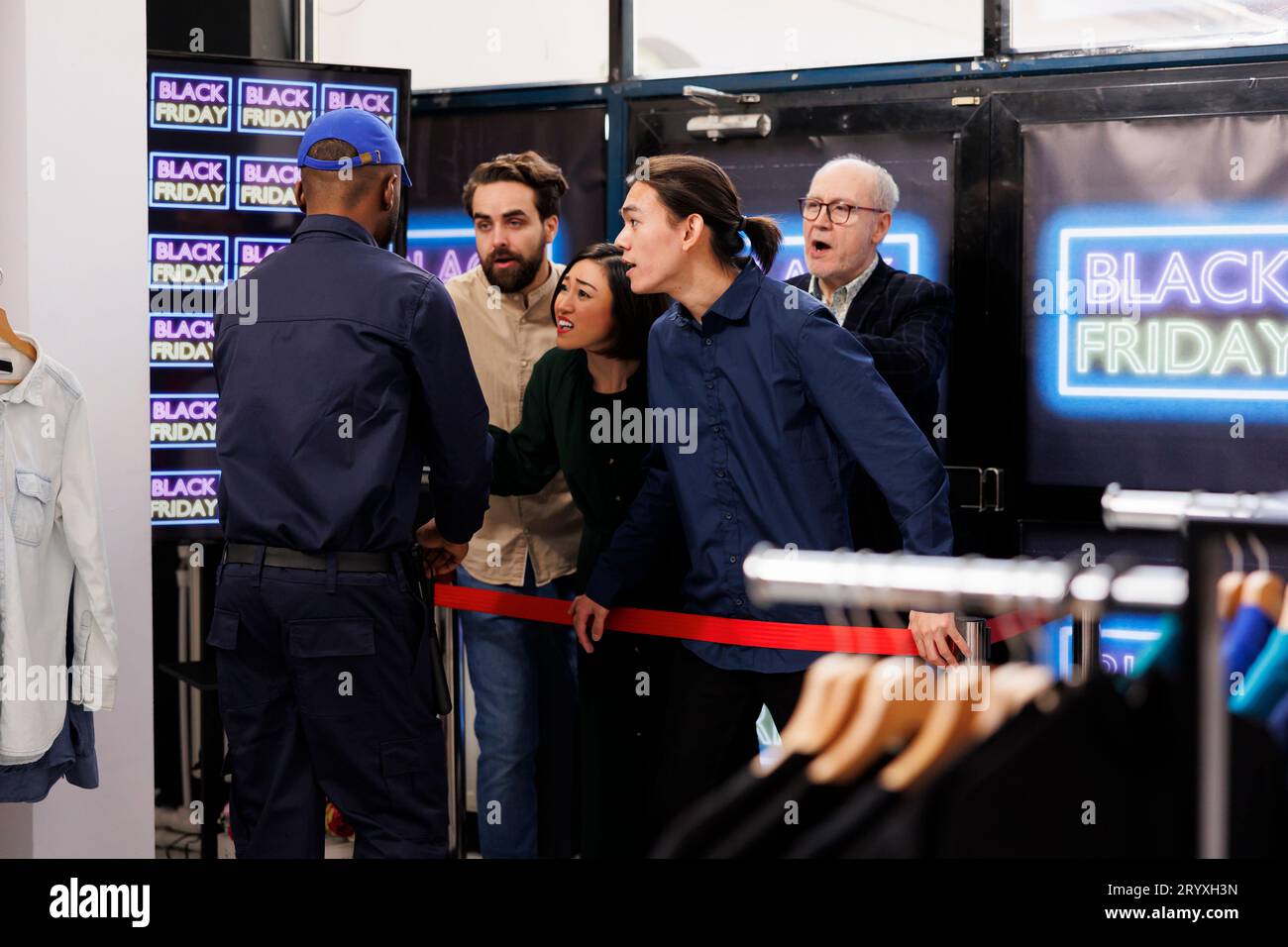 Man arguing with security guard hi-res stock photography and images - Alamy