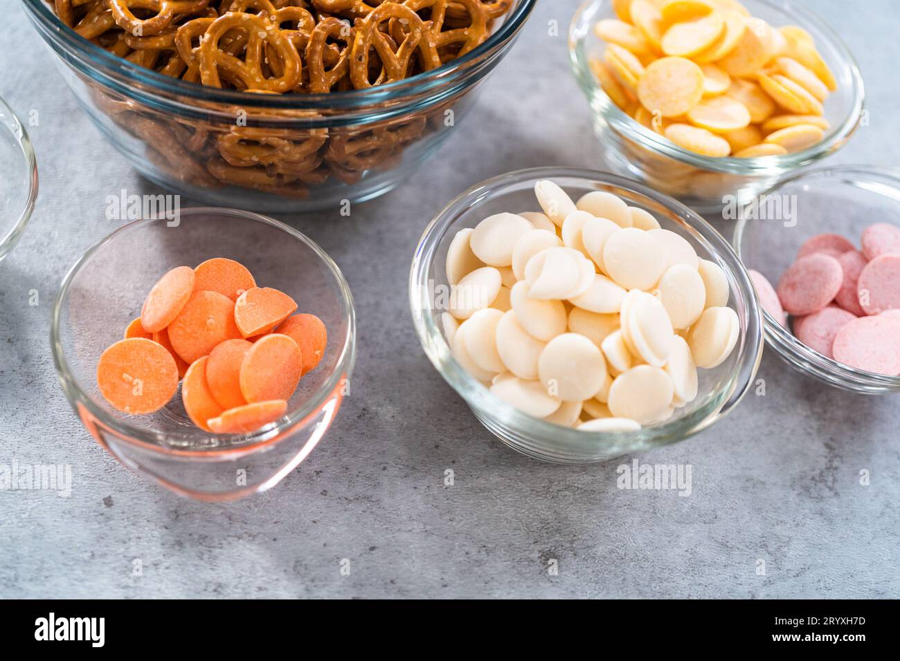 Easter Chocolate Covered Pretzel Bunnies and Ducklings Stock Photo - Alamy