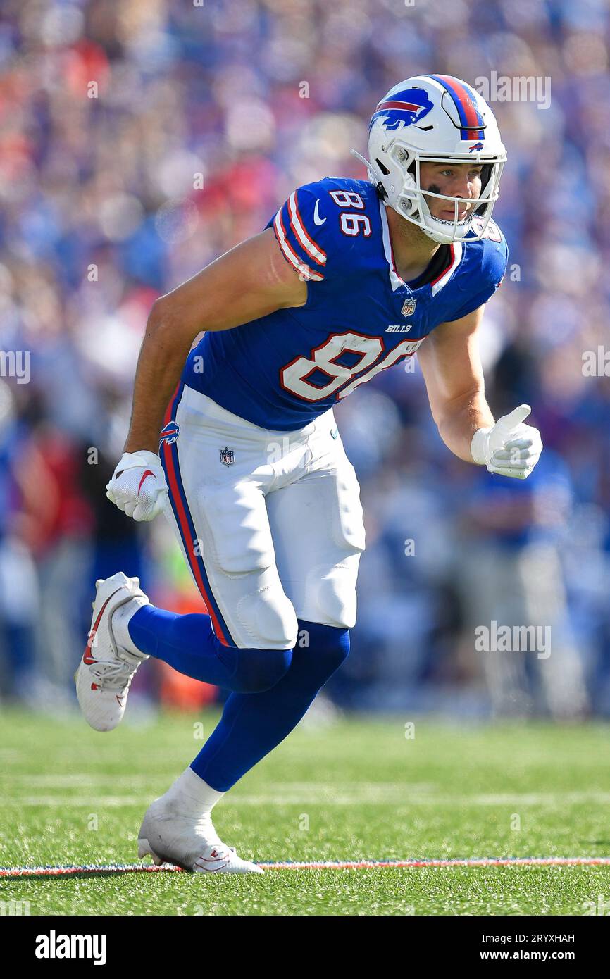 Buffalo Bills tight end Dalton Kincaid (86) runs on the field during ...
