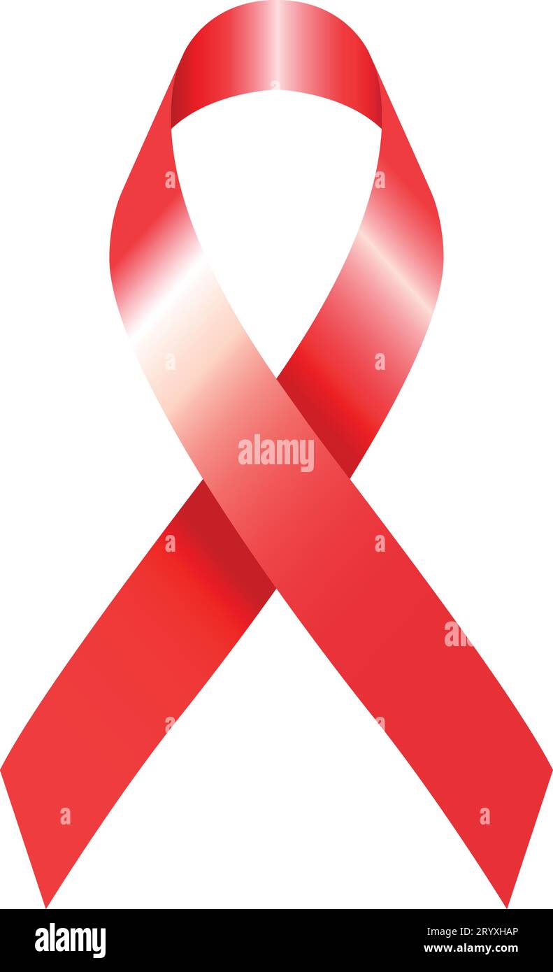 Celebrative RED ribbon to remember the international AIDS research day ...