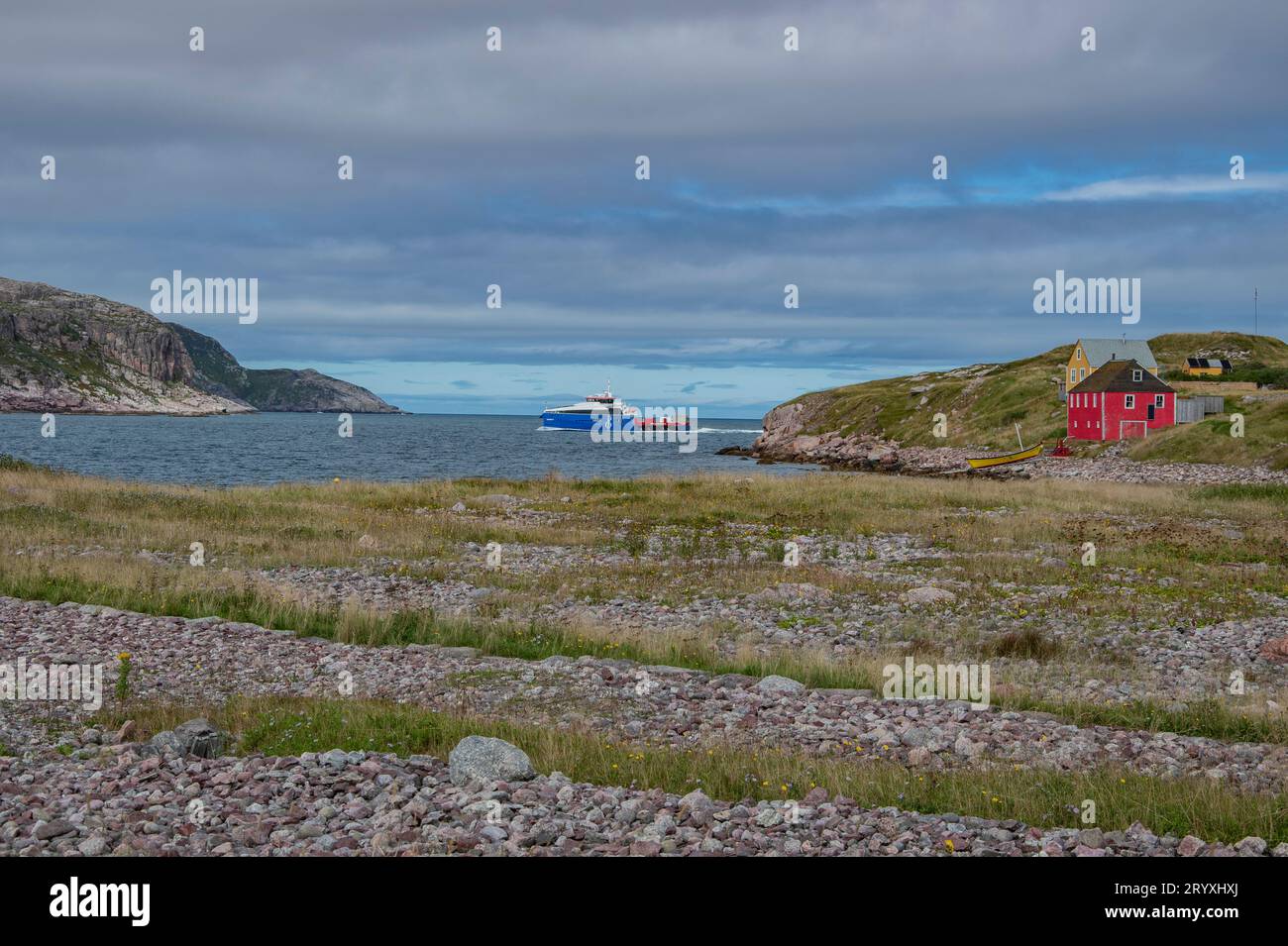St. Pierre ferry from Ile-aux-Marins in St. Pierre, France Stock Photo ...
