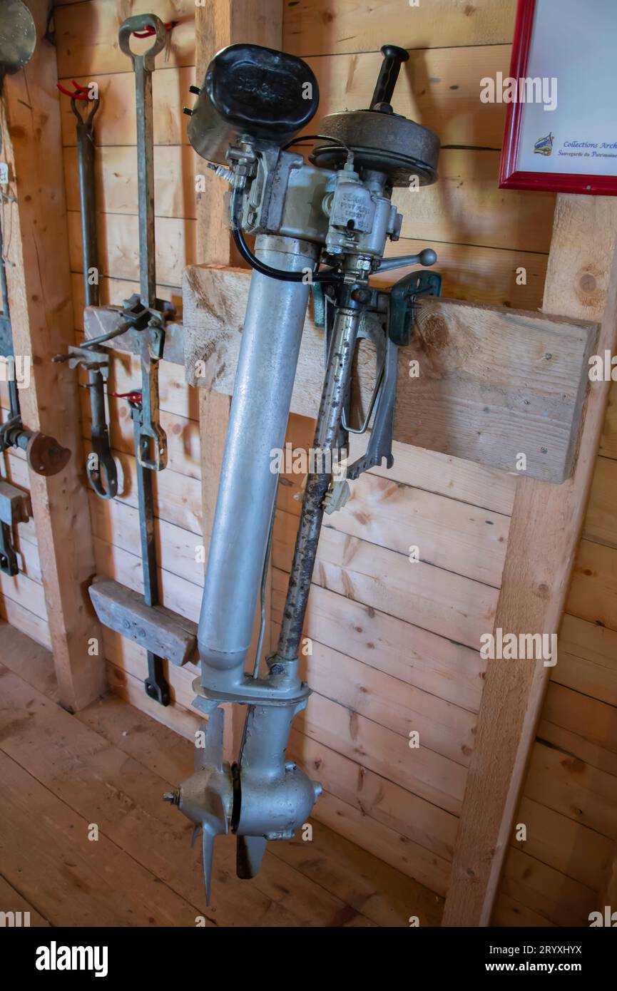 British seagull outboard boat motor on Ile-aux-Marins in St. Pierre ...