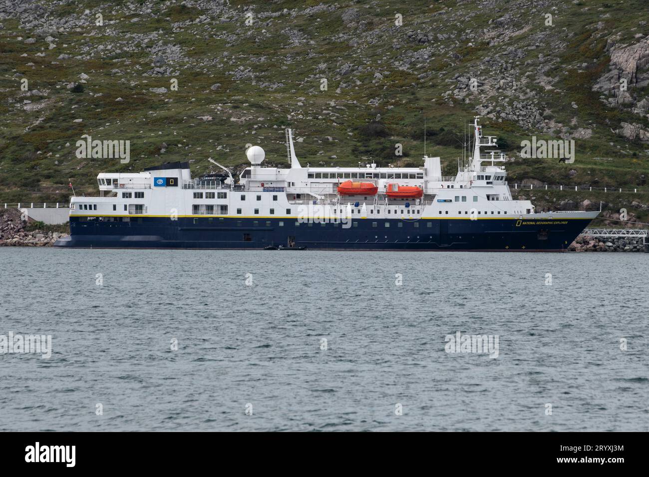 National Geographic Explorer cruise ship docked in St. Pierre, France ...