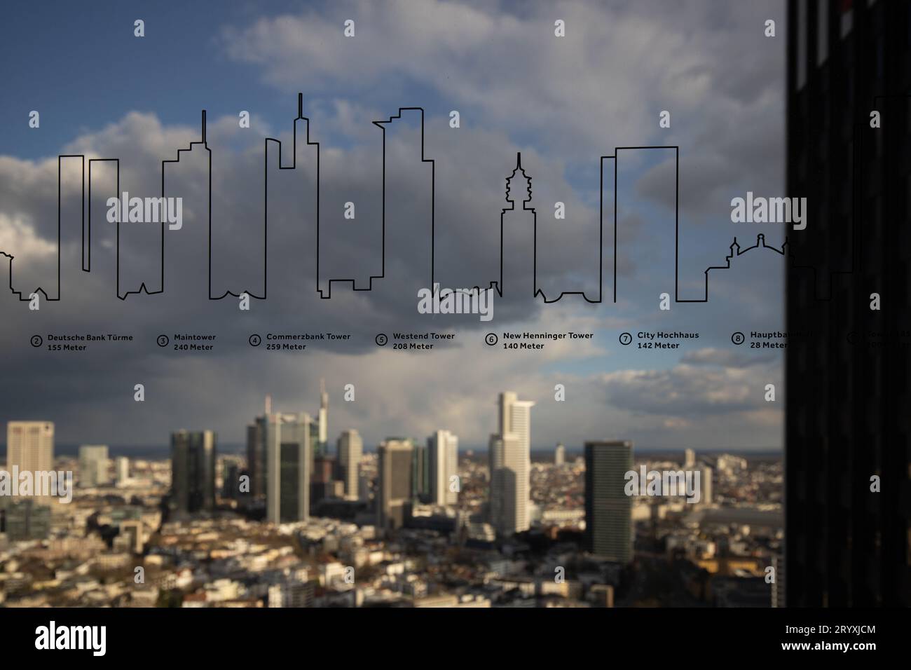 Cityscape Magic: Frankfurt Skyline Bathed in the Setting Sun Stock ...
