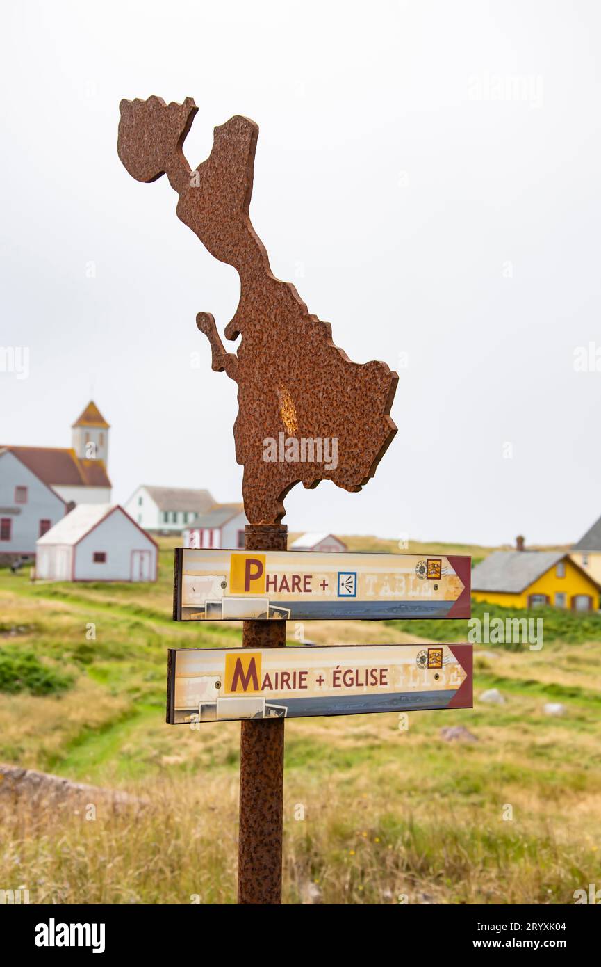 Map sign on Ile-aux-Marins in St. Pierre, France Stock Photo - Alamy