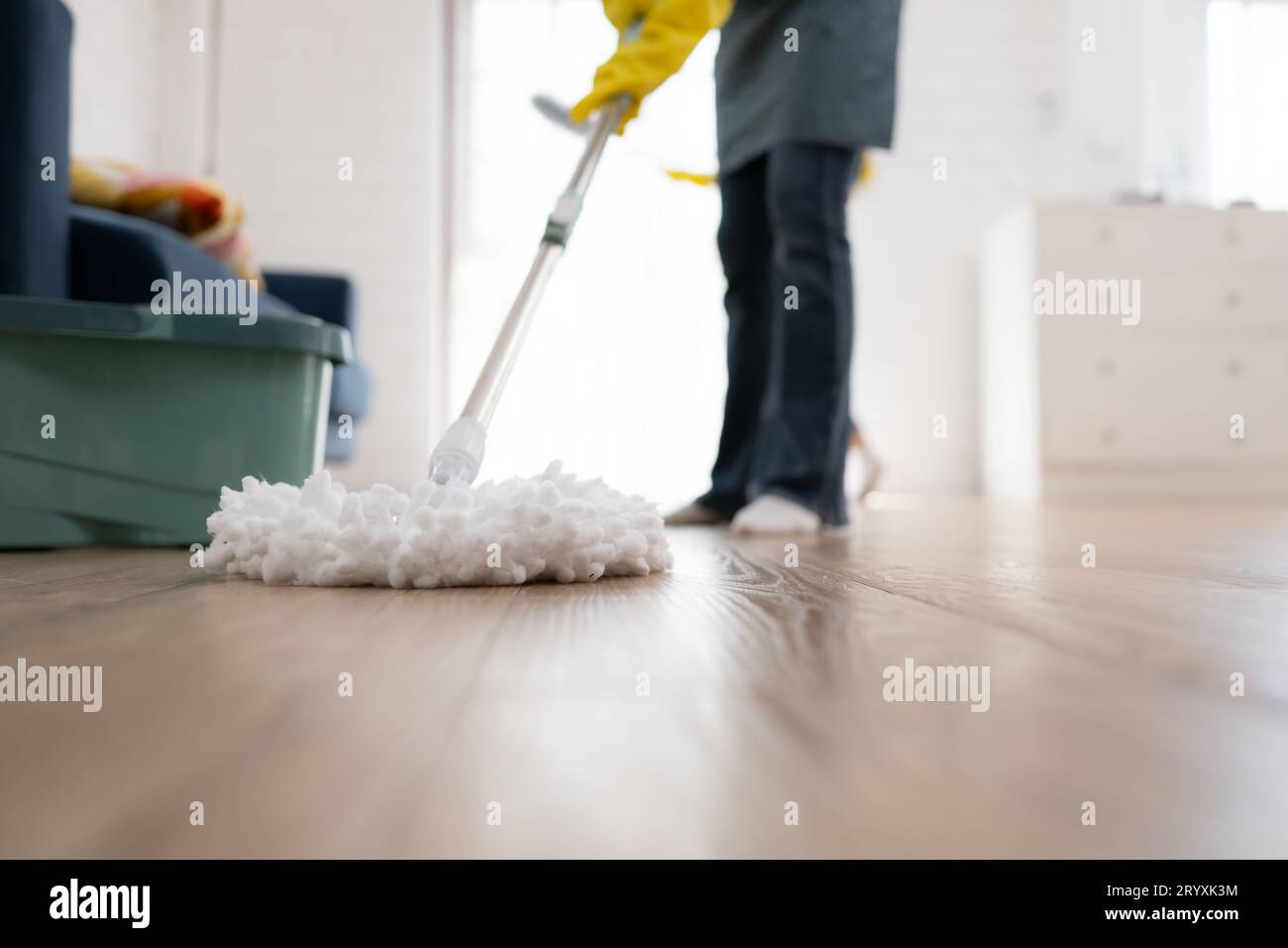 Female cleaner mop bucket hi-res stock photography and images - Alamy