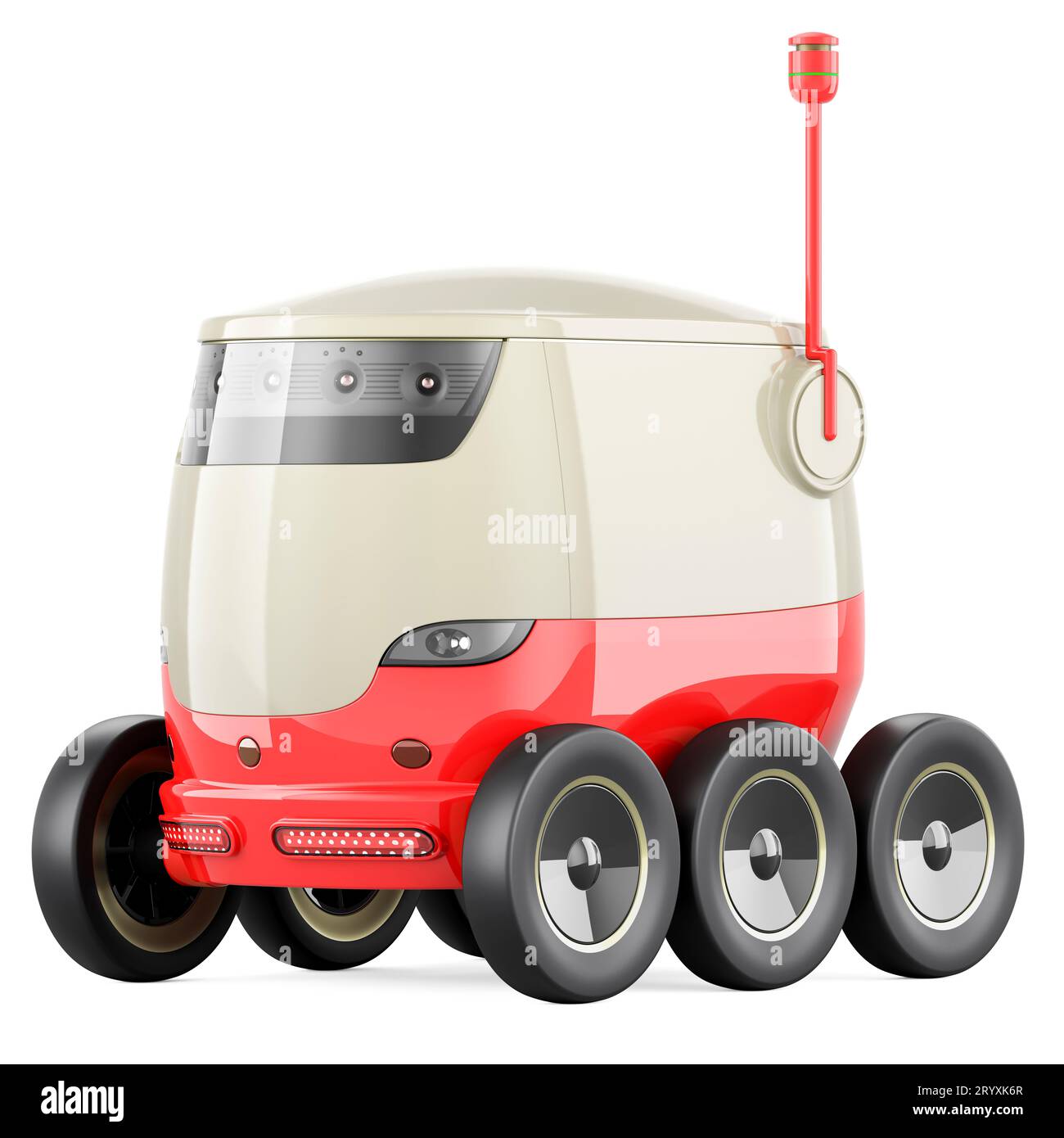 Autonomous delivery robot, 3D rendering isolated on white background ...