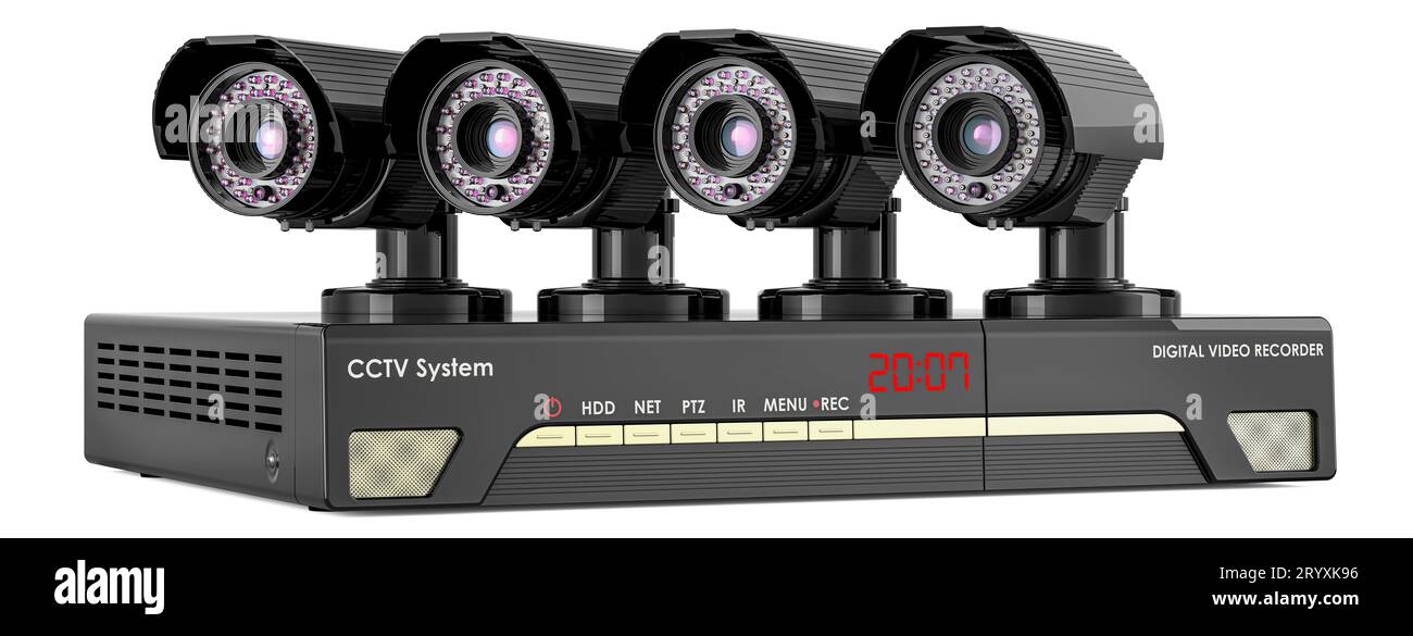 System digital video recorder, cctv system. 3D rendering isolated on ...