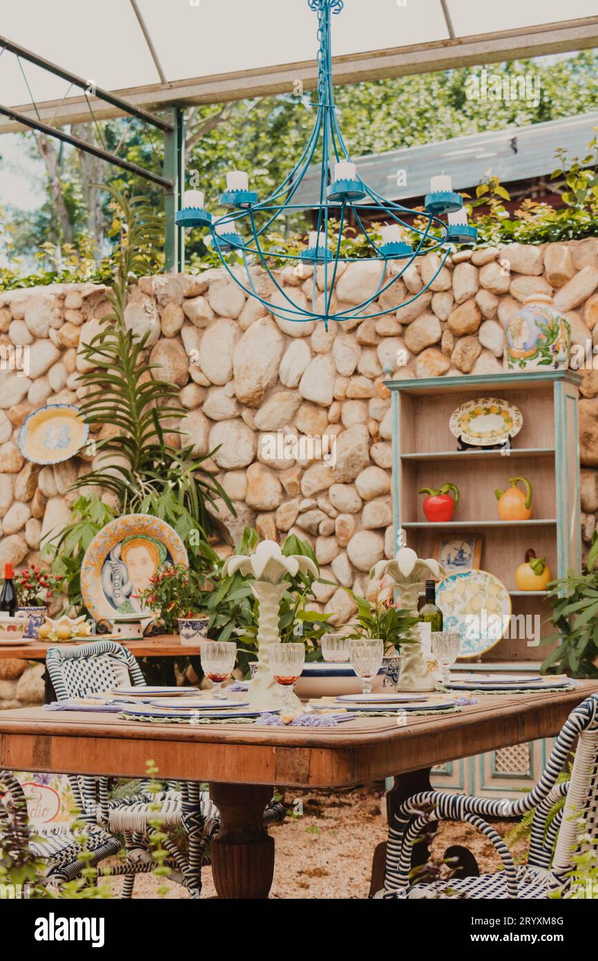 family dining table decoration sample Stock Photo - Alamy