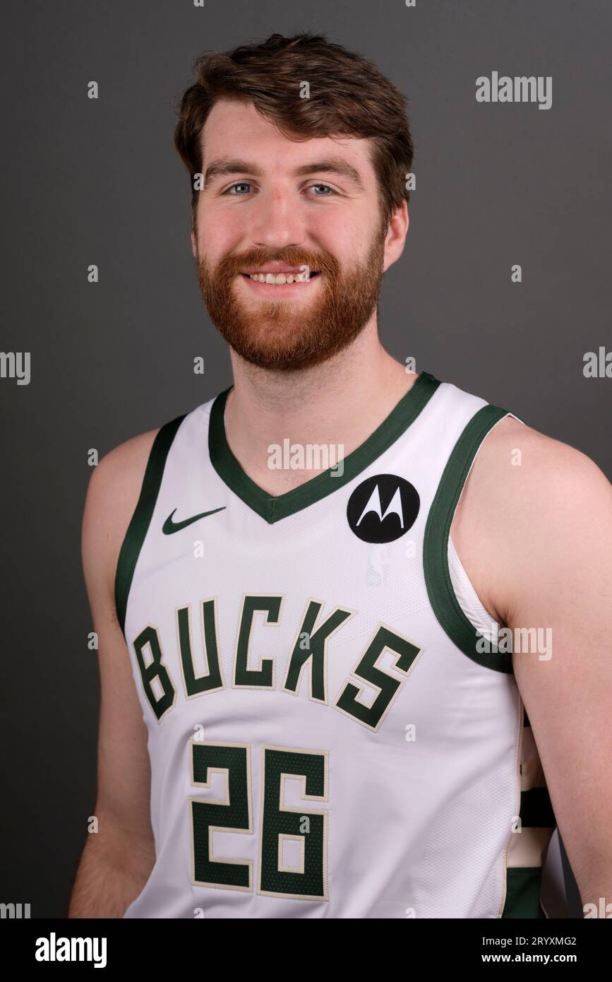 Milwaukee Bucks' Drew Timme poses for a picture during the NBA ...