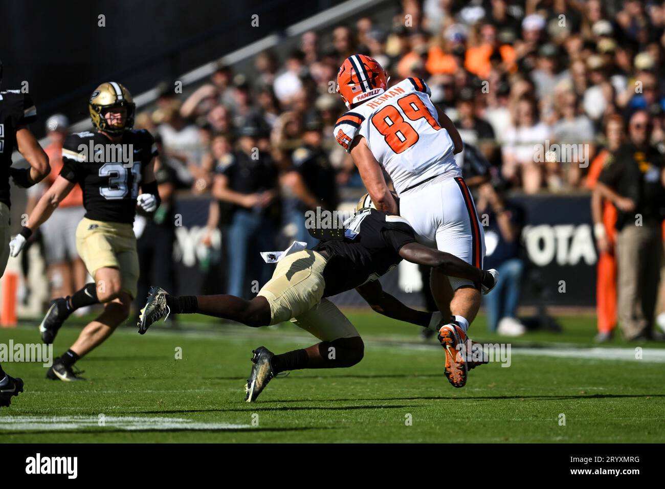 WEST LAFAYETTE, IN - SEPTEMBER 30: Purdue DB Sanoussi Kane (21) tackles ...