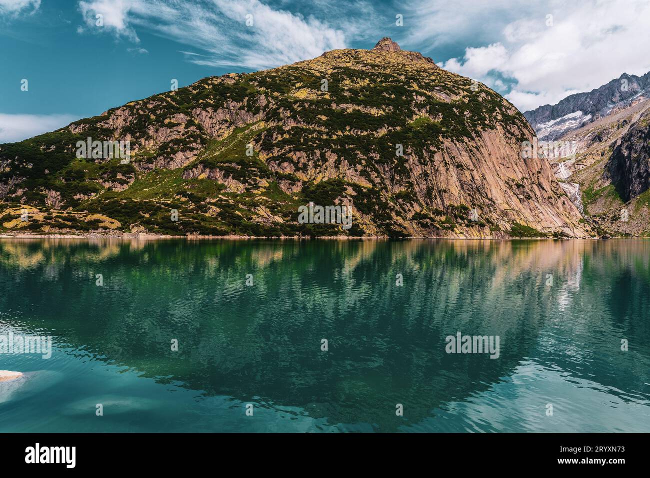 Panoramic view of the Gelmer reservoir in Switzerland Stock Photo - Alamy