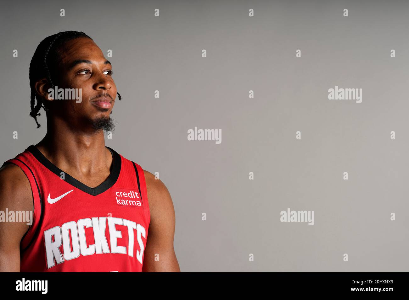 Houston Rockets' Nate Hinton poses for a photograph during an NBA ...