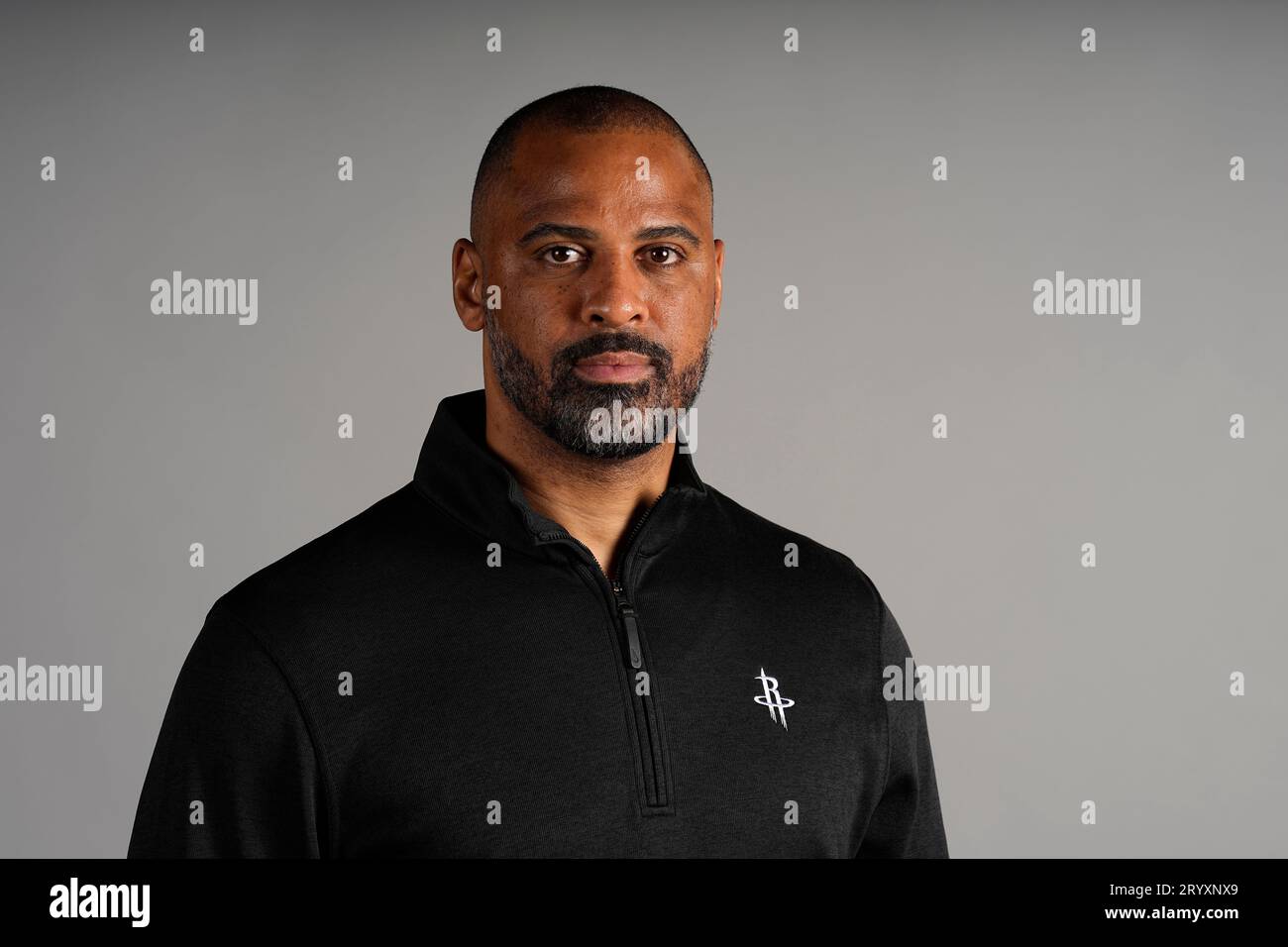 Houston Rockets coach Ime Udoka poses for a photograph during an NBA ...