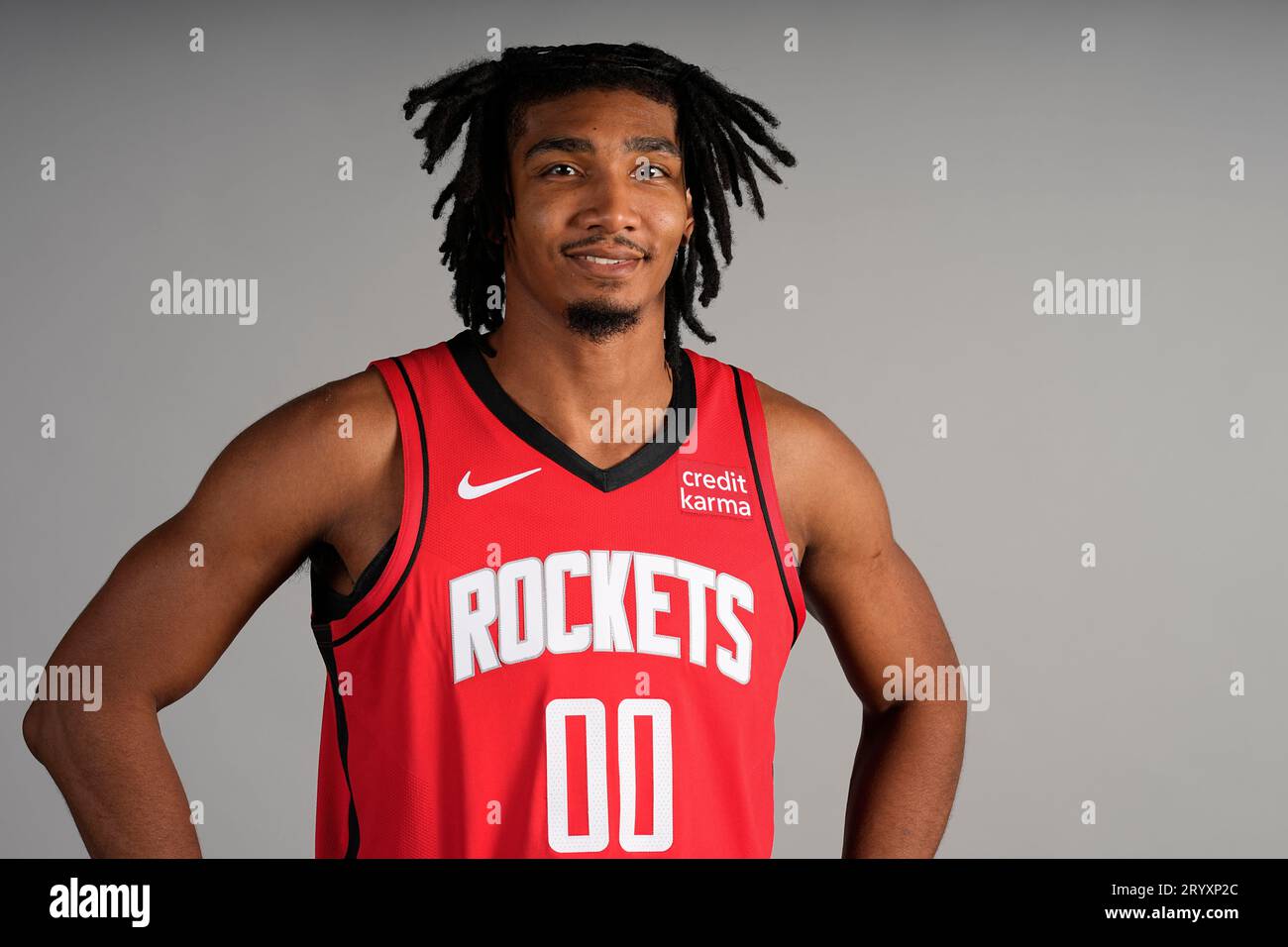 Houston Rockets' Jermaine Samuels Jr. poses for a photograph during an ...