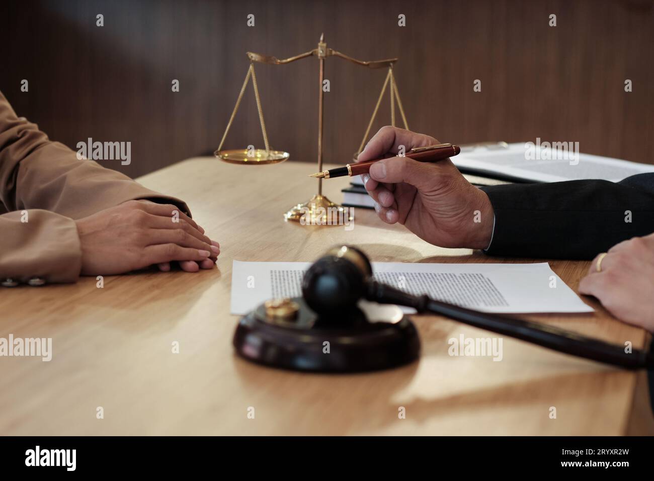 Judge gavel deciding on marriage divorce signing papers. lawyer concept ...