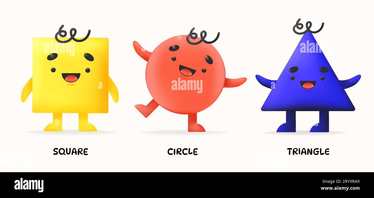 Funny 3D geometric different happy shapes Stock Vector Image & Art - Alamy