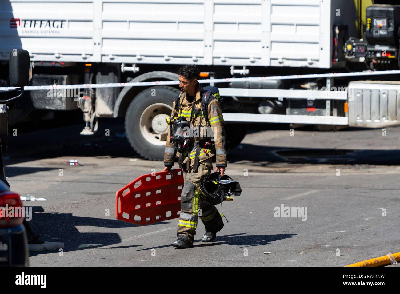 Murcia October 1, 2023: firefighters leaving the nightclub Fire at the ...