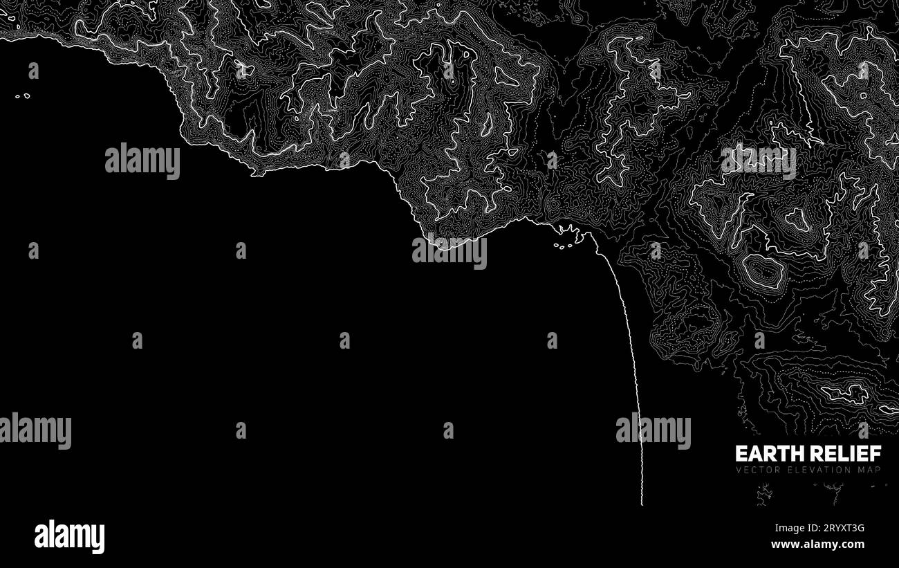 Vector abstract earth relief map. Generated conceptual elevation map ...