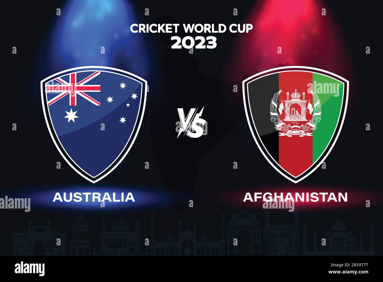 Australia vs Afghanistan international cricket flag badge design on ...