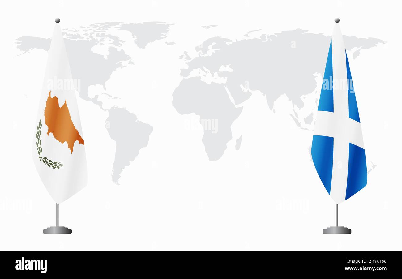 Republic of Cyprus and Scotland flags for official meeting against ...