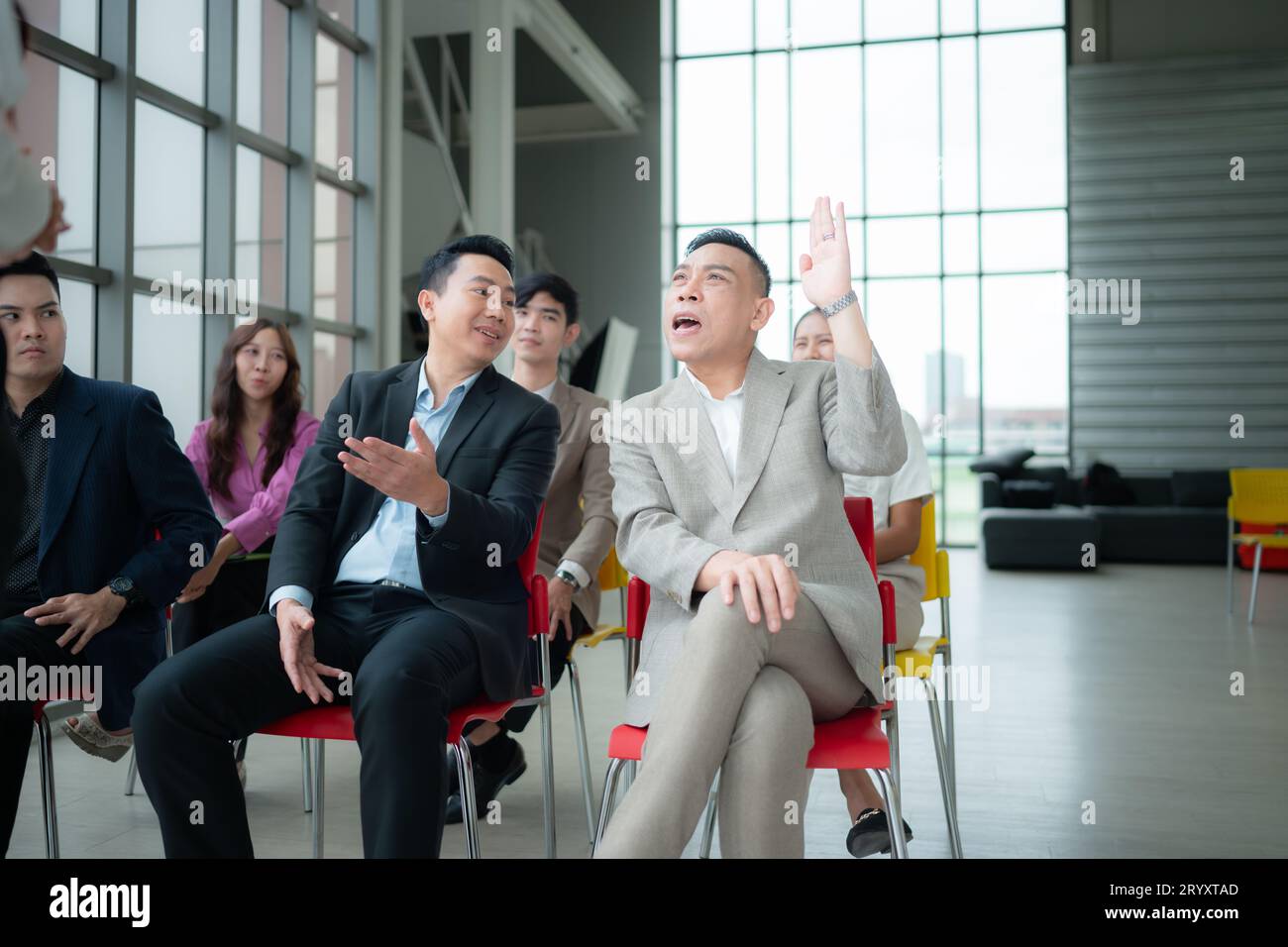 Business people having a meeting in the office discuss plans and ...