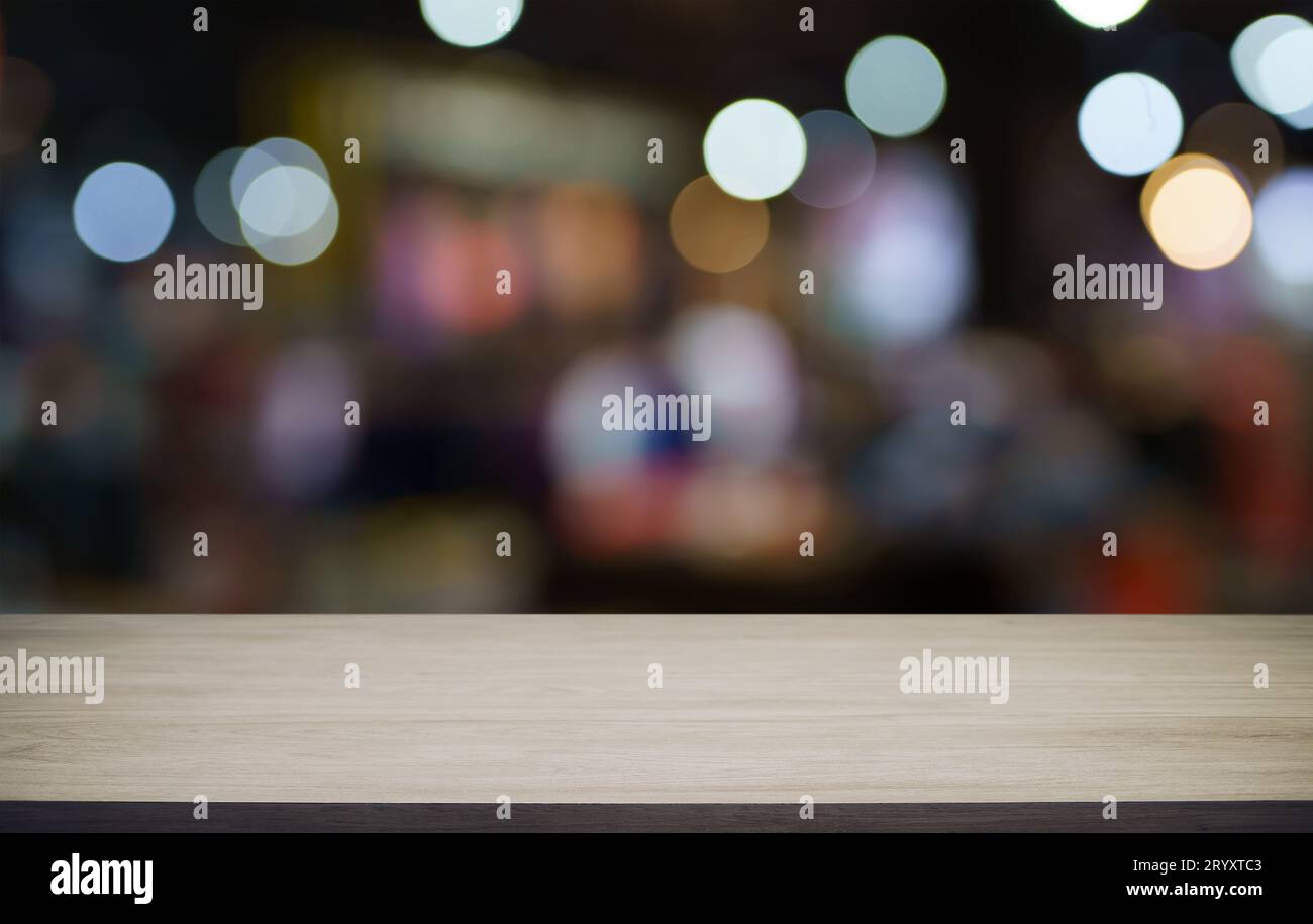 Empty wood table top and blur of out door garden background Empty ...