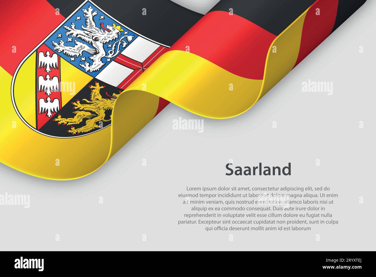 3d ribbon with flag Saarland. German state. isolated on white ...