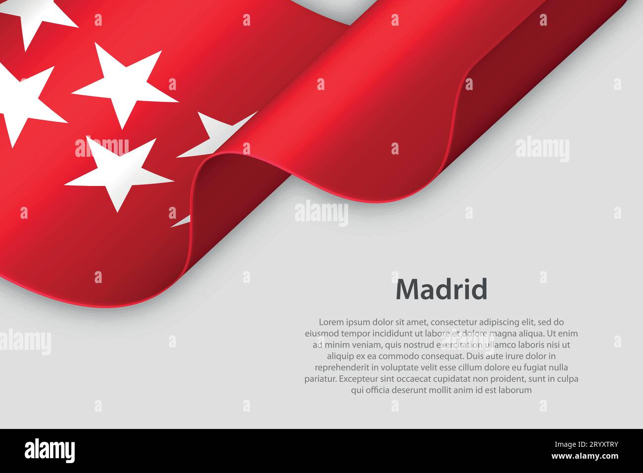 3d ribbon with flag Madrid. Spanish autonomus community. isolated on ...