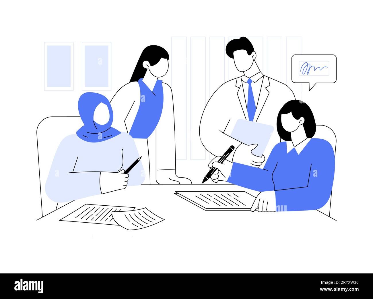 Signing contract abstract concept vector illustration Stock Vector ...