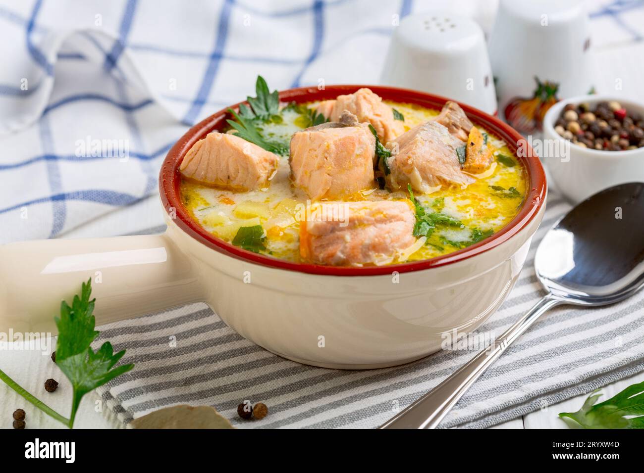Finnish fish soup salmon hi-res stock photography and images - Alamy