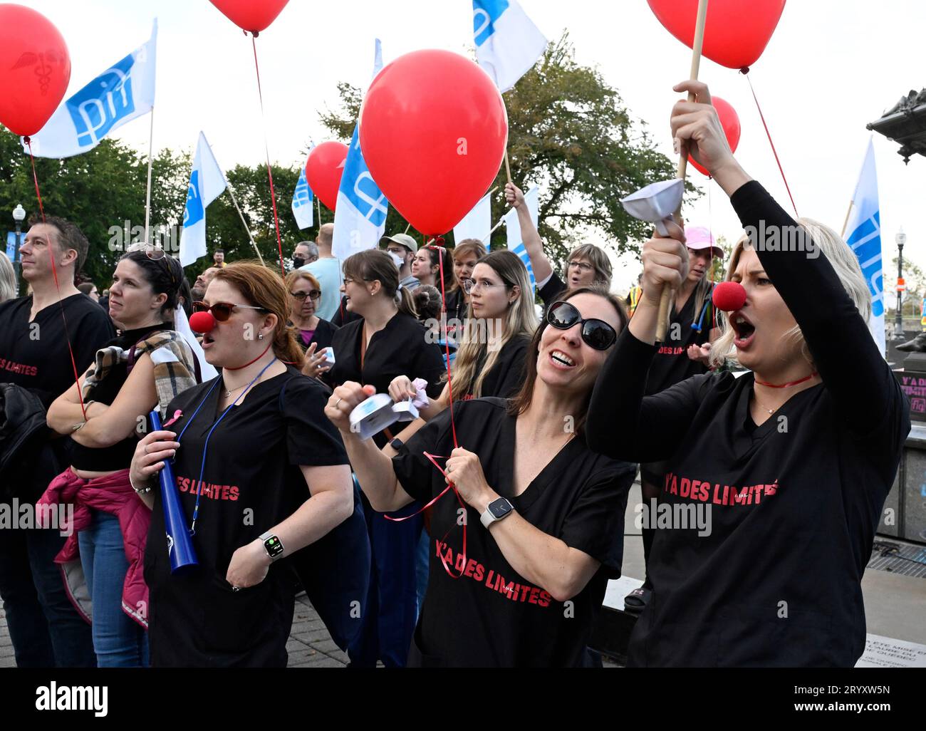 Quebec, Canada. 29th Sep, 2023. Union members of the Federation ...