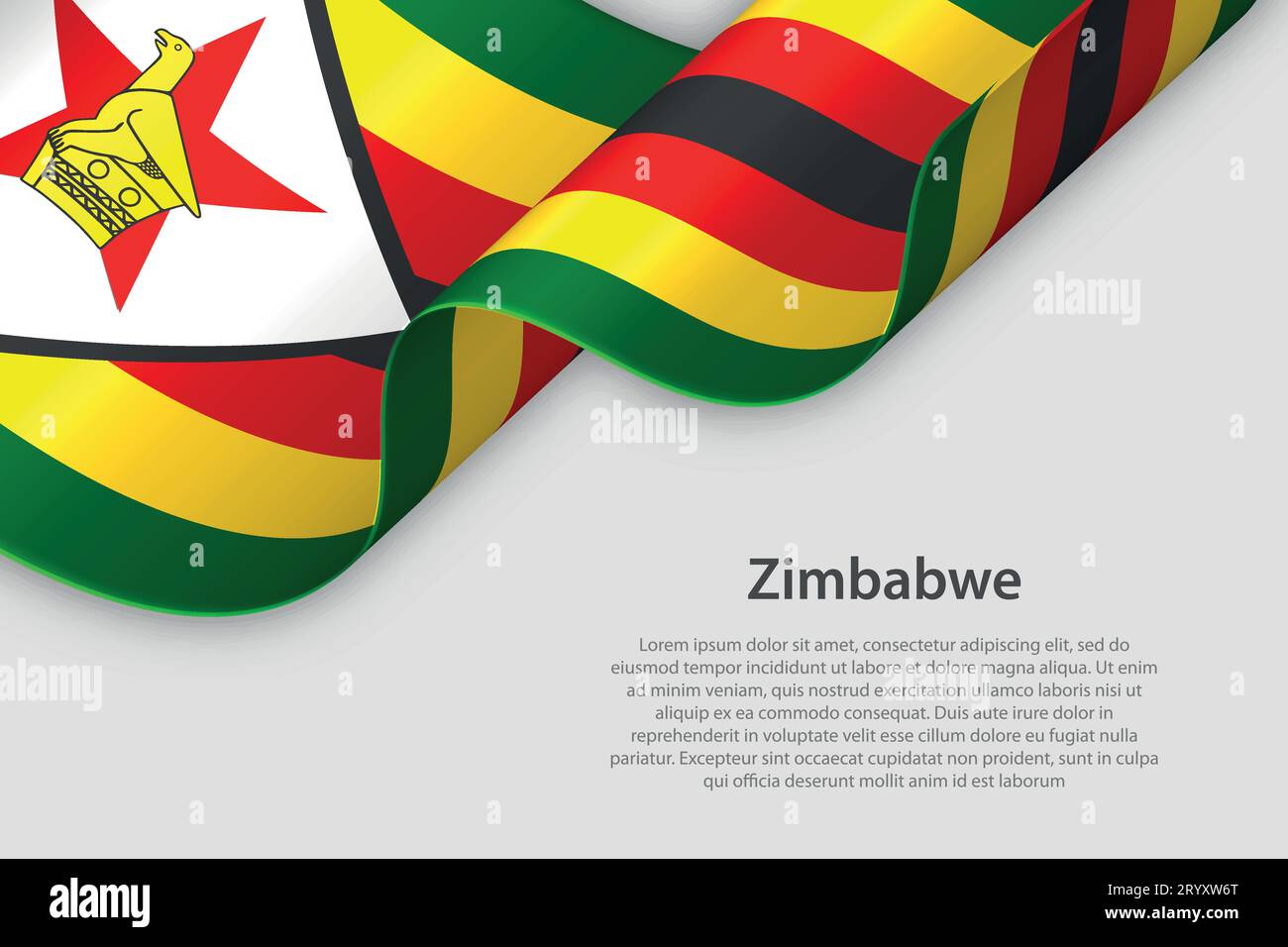 3d ribbon with national flag Zimbabwe isolated on white background with ...