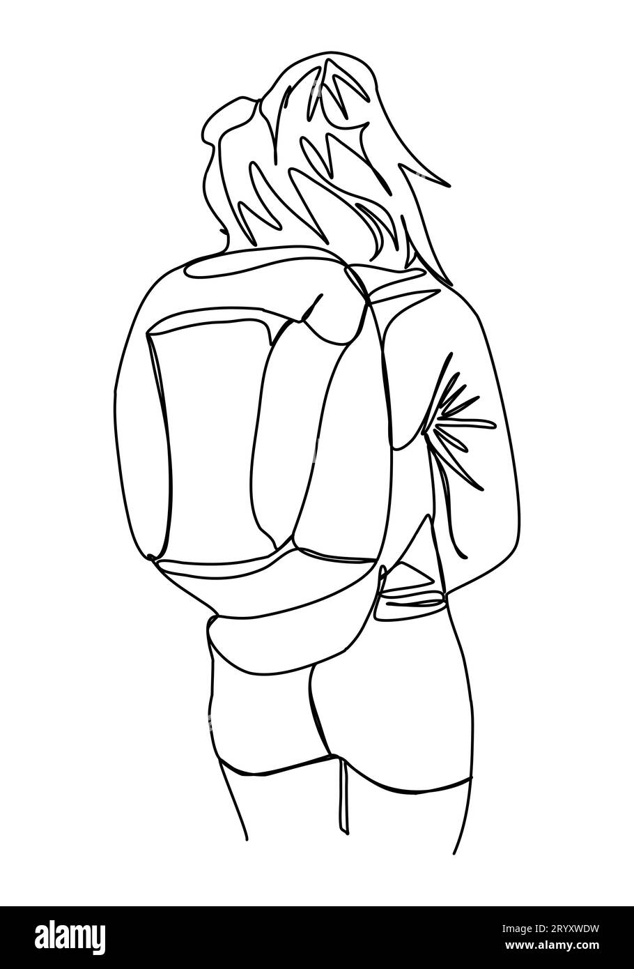 Female tourist with a hat on her head and a large rucksack on her ...