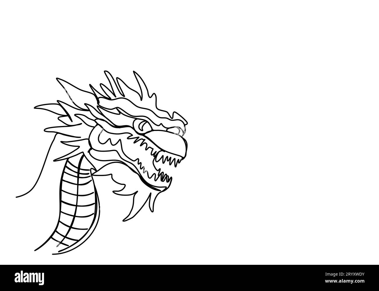 Dragon one line drawing, vector illustration Stock Vector Image & Art ...
