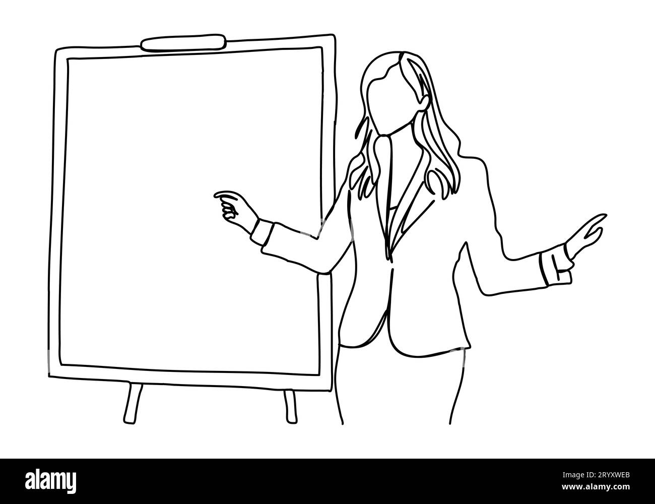 Woman in a business suit with a pointer in her hands stands near the ...