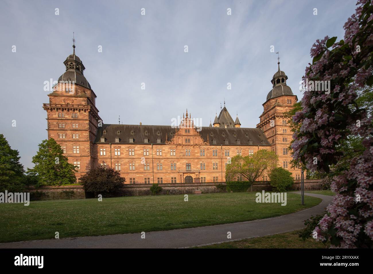 Bavarian Half-Timbered Town: Johannisburg Castle at Sunrise Stock Photo ...