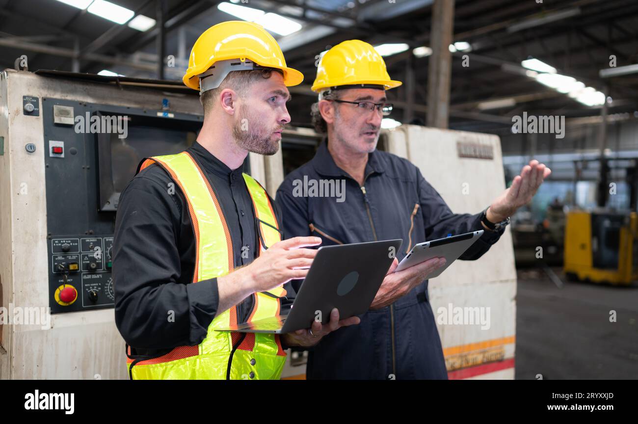 Engineers and technicians check the electrical system and repair the ...