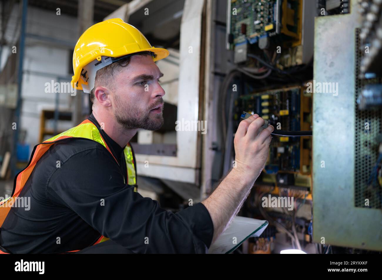 The engineer inspects the electrical system and repairs the mechanical ...