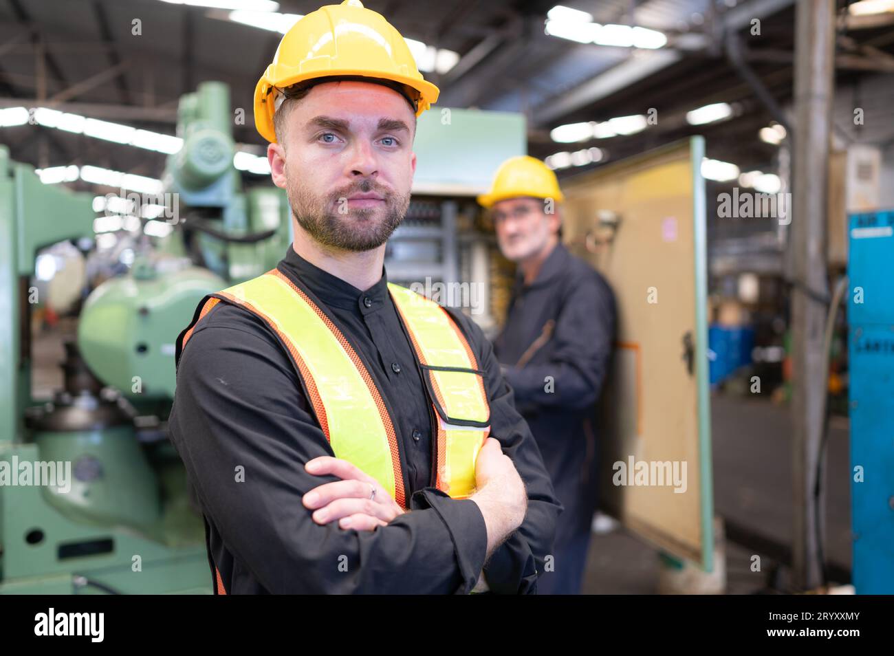 Portrait of engineers and technicians Check the electrical system and repair the mechanical ...