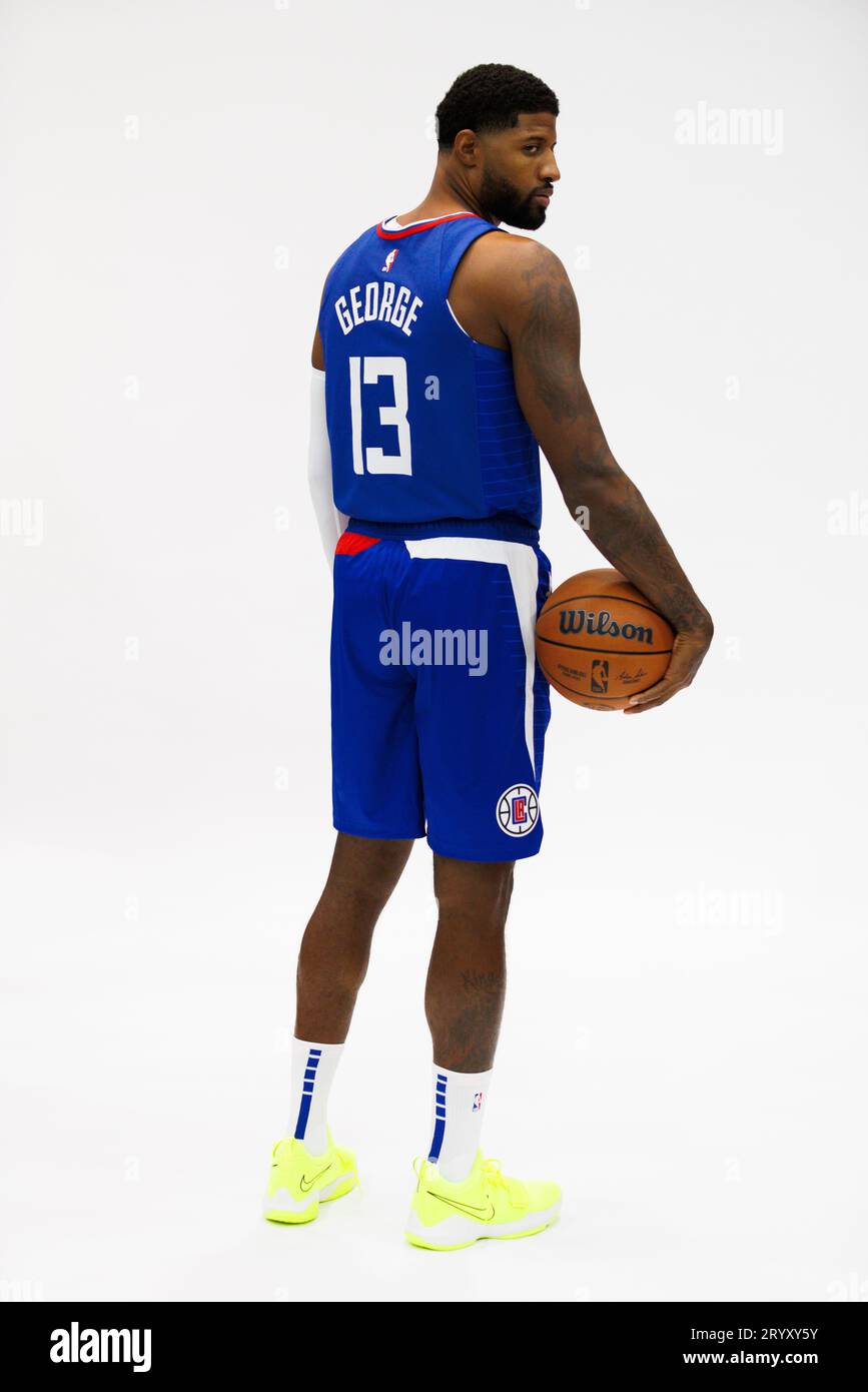 LA Clippers forward Paul George 13 poses for photos during the NBA basketball team s media day Monday Oct. 2 2023 in Los Angeles. Ric Tapia via AP Stock Photo Alamy