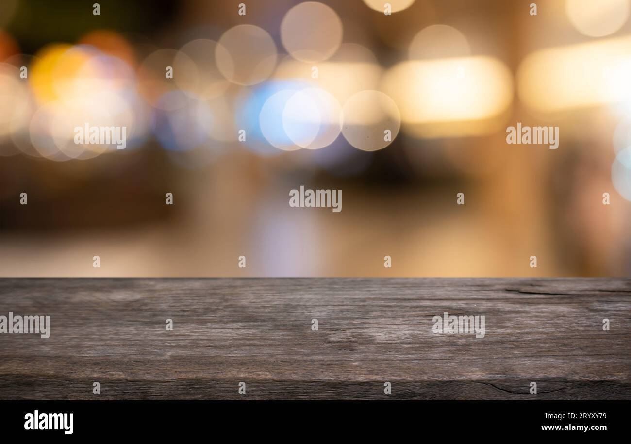 Empty wood table top and blur of out door garden background Empty ...