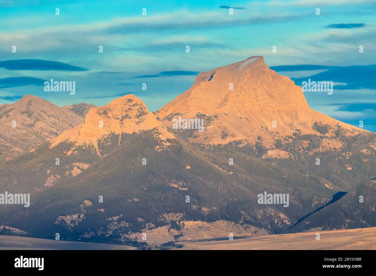 evening light on sphinx mountain in the madison range near cameron ...