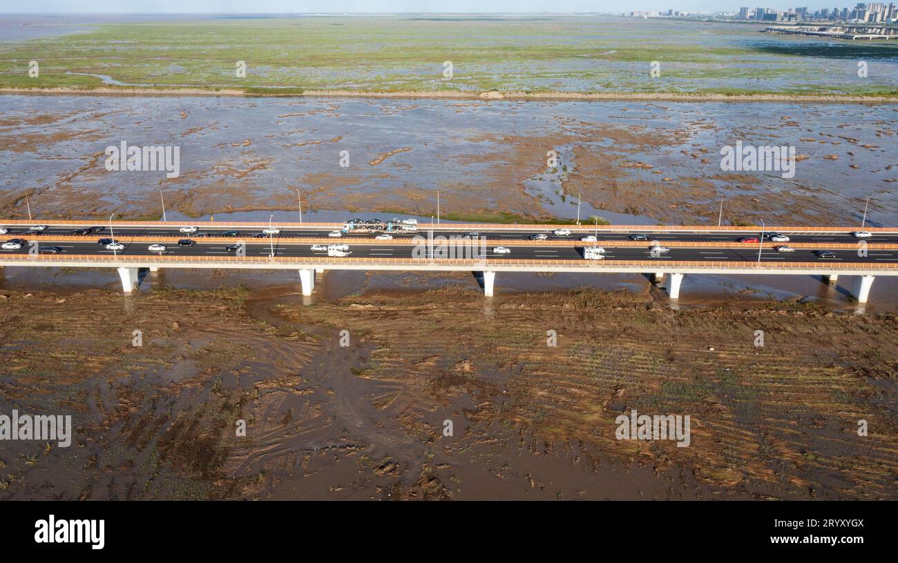 NINGBO, CHINA - OCTOBER 2, 2023 - A large number of vehicles drive on ...