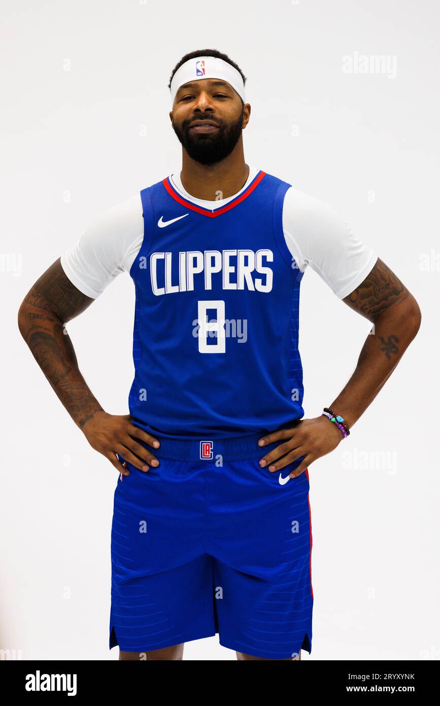LA Clippers forward Marcus Morris Sr. (8) poses for photos during the ...