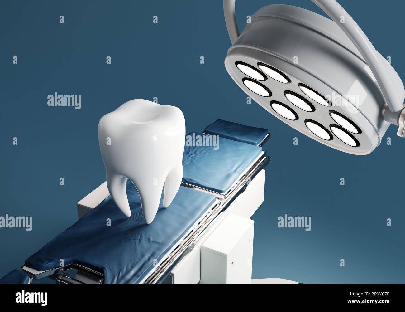 Tooth on operation table and LED illumination hospital surgical lamp ...