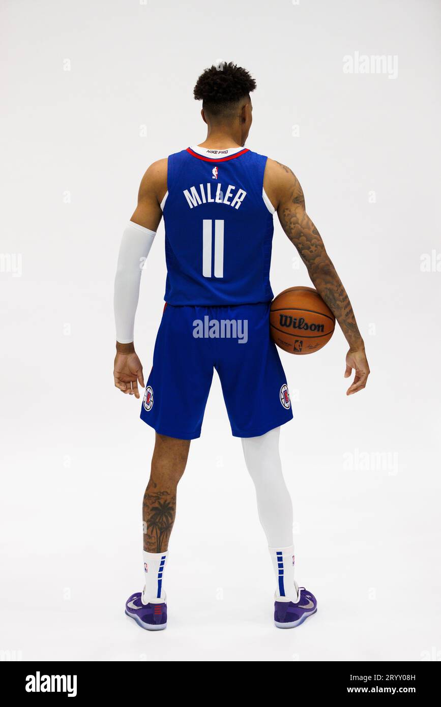 LA Clippers guard Joshua Primo (11) poses for photos during the NBA ...