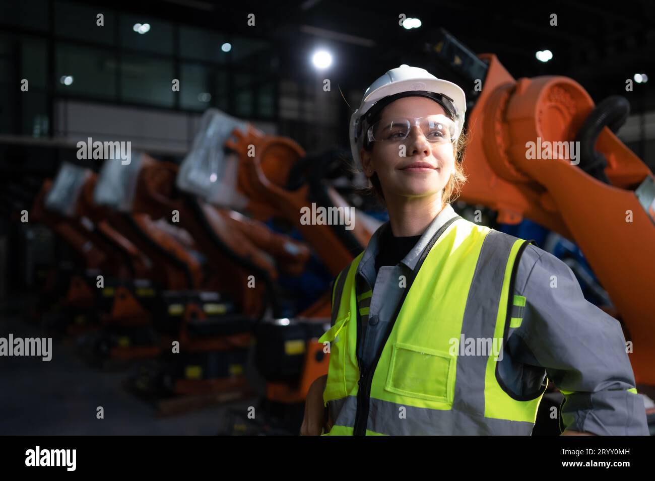 Portrait of female engineer with the mission of auditing, testing ...